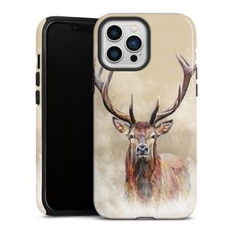 DeinDesign iPhone 13 Pro Max Handy Panzer Handyh&uuml;lle robuste Outdoor H&uuml;lle Schutzh&uuml;lle gl&auml;nzend Animal Look Deer Reindeer Tough Case