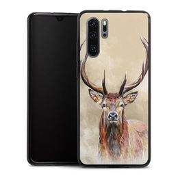 DeinDesign Huawei P30 Pro Handy Silikon H&uuml;lle Case schwarz Handyh&uuml;lle Animal Look Deer Reindeer