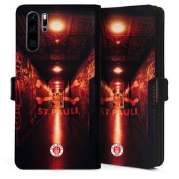DeinDesign Huawei P30 Pro Handy Klapph&uuml;lle Handyh&uuml;lle aus Kunst Leder schwarz Flip Case Fc St. Pauli Official Licensed Product Sideflip mit langer Lasche