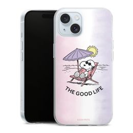 DeinDesign iPhone 15 Handy Silikon H&uuml;lle Case transparent Handyh&uuml;lle Snoopy Official Licensed Product Peanuts Silikon Case