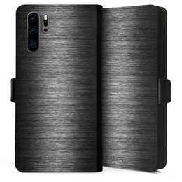 DeinDesign Huawei P30 Pro Handy Klapph&uuml;lle Handyh&uuml;lle aus Kunst Leder schwarz Flip Case Anthracite Metallic Look Metal Sideflip mit langer Lasche