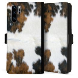 DeinDesign Huawei P30 Pro Handy Klapph&uuml;lle Handyh&uuml;lle aus Kunst Leder schwarz Flip Case Cow Fur Cow Skin Sideflip mit langer Lasche