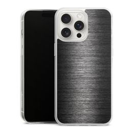 DeinDesign iPhone 15 Pro Max Handy Silikon H&uuml;lle Case transparent Handyh&uuml;lle Anthracite Metallic Look Metal Silikon Case