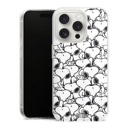 DeinDesign iPhone 15 Pro Handy Silikon H&uuml;lle Case transparent Handyh&uuml;lle Peanuts Snoopy Muster Silikon Case