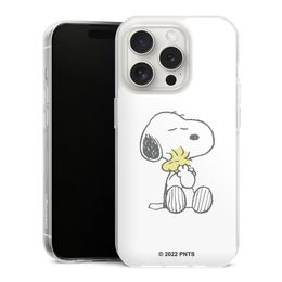 DeinDesign iPhone 15 Pro Handy Silikon H&uuml;lle Case transparent Handyh&uuml;lle Snoopy Love Peanuts Silikon Case