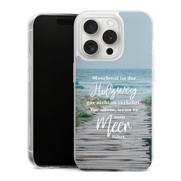 DeinDesign iPhone 15 Pro Handy Silikon H&uuml;lle Case transparent Handyh&uuml;lle Statement Beach Spruch Silikon Case