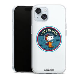 DeinDesign iPhone 15 Handy Silikon H&uuml;lle Case transparent Handyh&uuml;lle Peanuts Weltall Snoopy Silikon Case
