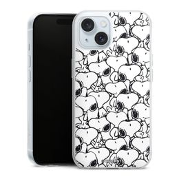 DeinDesign iPhone 15 Handy Silikon H&uuml;lle Case transparent Handyh&uuml;lle Peanuts Snoopy Muster Silikon Case