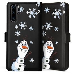 DeinDesign Huawei P30 Pro Handy Klapph&uuml;lle Handyh&uuml;lle aus Kunst Leder schwarz Flip Case Disney Frozen 2 Frozen Olaf Sideflip mit langer Lasche