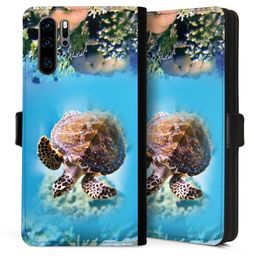 DeinDesign Huawei P30 Pro Handy Klapph&uuml;lle Handyh&uuml;lle aus Kunst Leder schwarz Flip Case Ocean Turtle Animals Sideflip mit langer Lasche