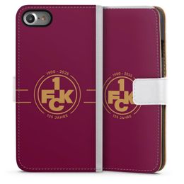 DeinDesign iPhone SE (2020) Handy Klapph&uuml;lle Handyh&uuml;lle aus Kunst Leder wei&szlig; Flip Case 1. Fc Kaiserslautern 125 Jahre Official Licensed Product Sideflip mit 