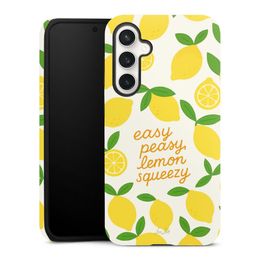 DeinDesign Galaxy S23 FE Handy Panzer Handyh&uuml;lle robuste Outdoor H&uuml;lle Schutzh&uuml;lle gl&auml;nzend Spruch Statement Lemon Tough Case