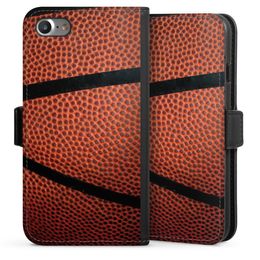 DeinDesign iPhone SE (2020) Handy Klapph&uuml;lle Handyh&uuml;lle aus Kunst Leder schwarz Flip Case Sports Ball Basketball Sideflip mit Lasche