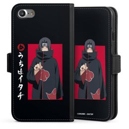 DeinDesign iPhone SE (2020) Handy Klapph&uuml;lle Handyh&uuml;lle aus Kunst Leder schwarz Flip Case Itachi Uchiha Official Licensed Product Naruto Shippuden Sideflip mit 