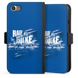 DeinDesign iPhone SE (2020) Handy Klapph&uuml;lle Handyh&uuml;lle aus Kunst Leder schwarz Flip Case Official Licensed Product Ascent Fc Schalke 04 Sideflip mit Lasche