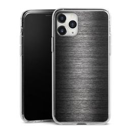 DeinDesign iPhone 11 Pro Max Handy Silikon H&uuml;lle Case transparent Handyh&uuml;lle Metal Metallic Look Anthracite Silikon Case