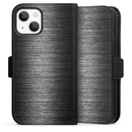 DeinDesign Galaxy A51 Handy Klapph&uuml;lle Handyh&uuml;lle aus Kunst Leder schwarz Flip Case Anthracite Metallic Look Metal Sideflip mit Lasche