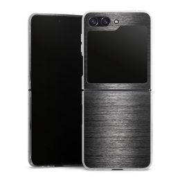 DeinDesign Galaxy Z Flip 5 Handy Hard Case Schutzh&uuml;lle transparent Smartphone Handy H&uuml;lle Anthracite Metallic Look Metal Hard Case