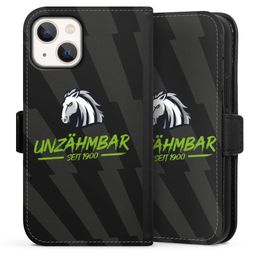 DeinDesign Galaxy A51 Handy Klapph&uuml;lle Handyh&uuml;lle aus Kunst Leder schwarz Flip Case Horse Borussia M&ouml;nchengladbach Official Licensed Product Sideflip mit Lasche