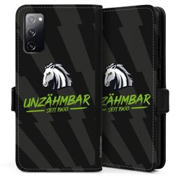 DeinDesign Galaxy S20 Handy Klapph&uuml;lle Handyh&uuml;lle aus Kunst Leder schwarz Flip Case Horse Borussia M&ouml;nchengladbach Official Licensed Product Sideflip mit Lasche