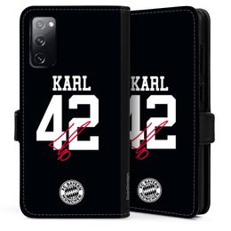 DeinDesign Galaxy S20 Handy Klapph&uuml;lle Handyh&uuml;lle aus Kunst Leder schwarz Flip Case Merchandise Fc Bayern M&uuml;nchen Lennart Karl Sideflip mit Lasche