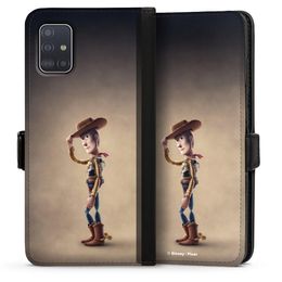 DeinDesign Galaxy A51 Handy Klapph&uuml;lle Handyh&uuml;lle aus Kunst Leder schwarz Flip Case Disney Pixar Toy Story Woody Sideflip mit Lasche