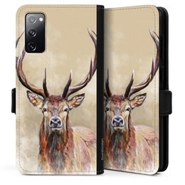 DeinDesign Galaxy S20 Handy Klapph&uuml;lle Handyh&uuml;lle aus Kunst Leder schwarz Flip Case Animal Look Deer Reindeer Sideflip mit Lasche
