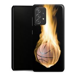 DeinDesign Galaxy A52s 5G Handy Premium Case Smartphone Handyh&uuml;lle Schutzh&uuml;lle gl&auml;nzend Basketball Sports Fire Premium Case