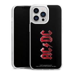 DeinDesign iPhone 13 Pro Handy Silikon H&uuml;lle Case wei&szlig; Handyh&uuml;lle Acdc Merchandise Logo Silikon Case