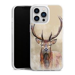 DeinDesign iPhone 13 Pro Handy Silikon H&uuml;lle Case wei&szlig; Handyh&uuml;lle Animal Look Deer Reindeer Silikon Case