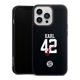 DeinDesign iPhone 13 Pro Handy Premium Silikon H&uuml;lle Handyh&uuml;lle schwarz Case Merchandise Fc Bayern M&uuml;nchen Lennart Karl Silikon Premium Case