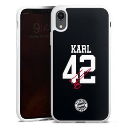 DeinDesign iPhone Xr Handy Silikon H&uuml;lle Case wei&szlig; Handyh&uuml;lle Merchandise Fc Bayern M&uuml;nchen Lennart Karl Silikon Case