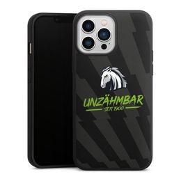 DeinDesign iPhone 13 Pro Max Handy Premium Silikon H&uuml;lle Handyh&uuml;lle schwarz Case Horse Borussia M&ouml;nchengladbach Official Licensed Product Silikon Premium Case
