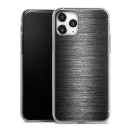 DeinDesign iPhone 11 Pro Handy Slim Case Silikon Handyh&uuml;lle transparent H&uuml;lle extra d&uuml;nn Metal Anthracite Metallic Look Silikon Slim Case