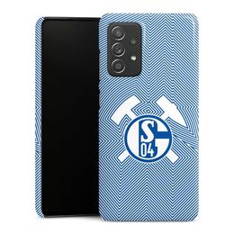 DeinDesign Galaxy A52s 5G Handy Premium Case Smartphone Handyh&uuml;lle Schutzh&uuml;lle gl&auml;nzend Stripes Fc Schalke 04 Bundesliga Premium Case