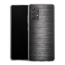DeinDesign Galaxy A32 4G Handy Silikon H&uuml;lle Case transparent Handyh&uuml;lle Anthracite Metallic Look Metal Silikon Case