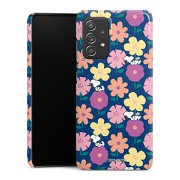 DeinDesign Galaxy A52s 5G Handy Premium Case Smartphone Handyh&uuml;lle Schutzh&uuml;lle gl&auml;nzend Snoopy Flowers Muster Premium Case