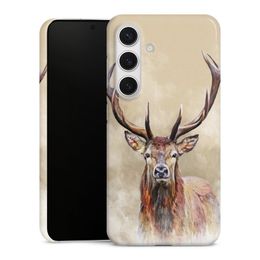 DeinDesign Galaxy S24 Handy Premium Case Smartphone Handyh&uuml;lle Schutzh&uuml;lle gl&auml;nzend Animal Look Deer Reindeer Premium Case