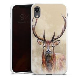 DeinDesign iPhone Xr Handy Silikon H&uuml;lle Case wei&szlig; Handyh&uuml;lle Animal Look Deer Reindeer Silikon Case