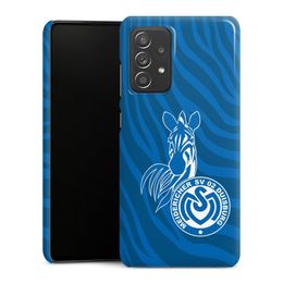 DeinDesign Galaxy A52s 5G Handy Premium Case Smartphone Handyh&uuml;lle Schutzh&uuml;lle gl&auml;nzend Msv Duisburg Merchandise Zebra Premium Case