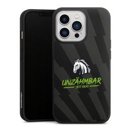 DeinDesign iPhone 13 Pro Handy Premium Silikon H&uuml;lle Handyh&uuml;lle schwarz Case Horse Borussia M&ouml;nchengladbach Official Licensed Product Silikon Premium Case