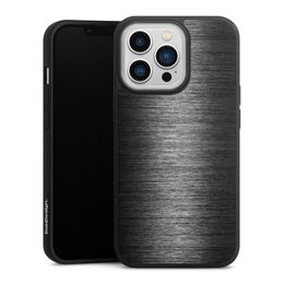 DeinDesign iPhone 13 Pro Handy Premium Silikon H&uuml;lle Handyh&uuml;lle schwarz Case Anthracite Metallic Look Metal Silikon Premium Case