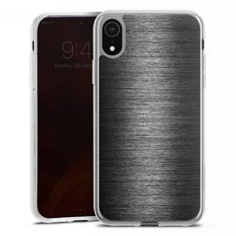 DeinDesign iPhone Xr Handy Silikon H&uuml;lle Case transparent Handyh&uuml;lle Anthracite Metallic Look Metal Silikon Case