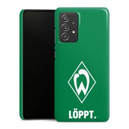 DeinDesign Galaxy A52s 5G Handy Premium Case Smartphone Handyh&uuml;lle Schutzh&uuml;lle gl&auml;nzend Official Licensed Product Statement Sv Werder Bremen Premium Case