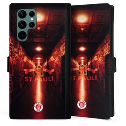 DeinDesign Galaxy S22 Ultra Handy Klapph&uuml;lle Handyh&uuml;lle aus Kunst Leder schwarz Flip Case Fc St. Pauli Official Licensed Product Sideflip mit langer Lasche