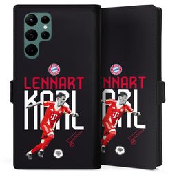 DeinDesign Galaxy S22 Ultra Handy Klapph&uuml;lle Handyh&uuml;lle aus Kunst Leder schwarz Flip Case Official Licensed Product Fcb Lennart Karl Sideflip mit langer Lasche
