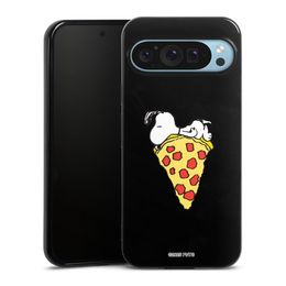 DeinDesign Google Pixel 9 Handy Silikon H&uuml;lle Case schwarz Handyh&uuml;lle Peanuts Pizza Snoopy