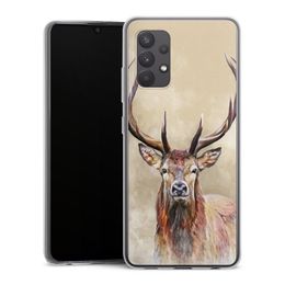 DeinDesign Galaxy A32 4G Handy Silikon H&uuml;lle Case transparent Handyh&uuml;lle Animal Look Deer Reindeer Silikon Case