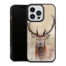 DeinDesign iPhone 13 Pro Handy Premium Silikon H&uuml;lle Handyh&uuml;lle schwarz Case Animal Look Deer Reindeer Silikon Premium Case