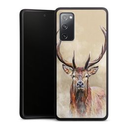 DeinDesign Galaxy S20 FE Handy Premium Silikon H&uuml;lle Handyh&uuml;lle schwarz Case Deer Animal Look Reindeer Silikon Premium Case